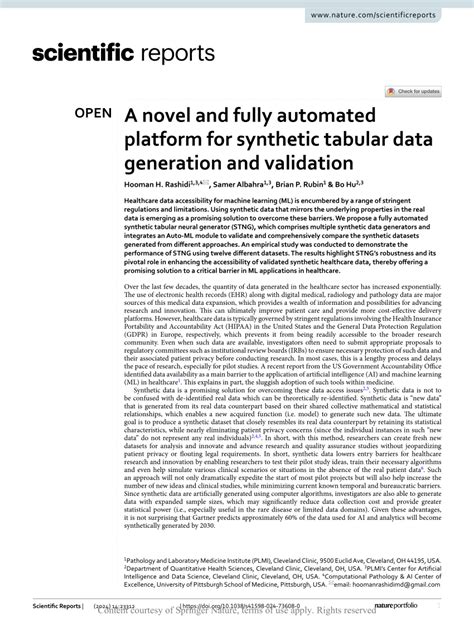 pdf a novel and fully automated platform for synthetic tabular data