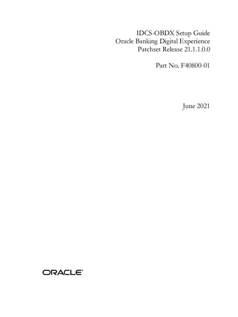 Fillable Online Oracle Banking Digital Experience Installer Pre Requisite Setup Guide Fax Email