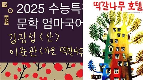 김광섭 산 이준관 가을 떡갈나무 이미지 현대시 2025 수능특강 문학 적용학습 Ebs 엄마국어 Youtube