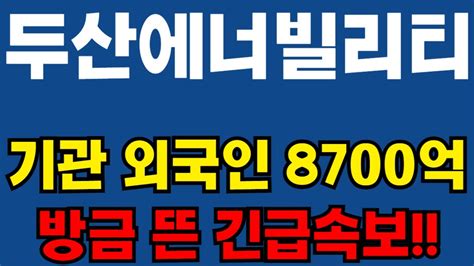 두산에너빌리티 기관외국인8700억 방금 뜬 긴급속보 Youtube