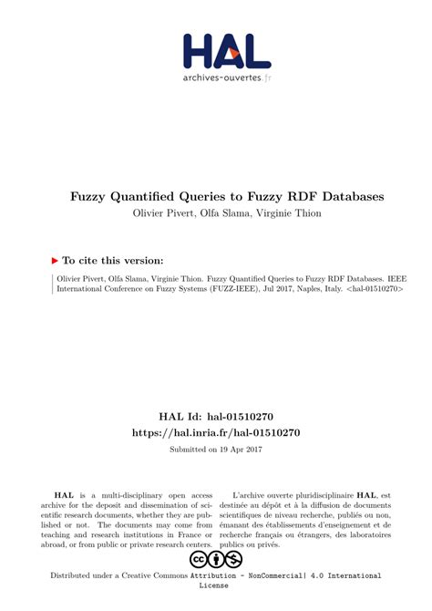 Pdf Fuzzy Quantified Queries To Fuzzy Rdf Databases