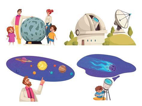 Observatory Compositions Set 24774398 Vector Art At Vecteezy