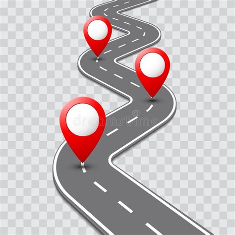 Vector Pathway Road Map With Gps Route Pin Icon Stock Vector Illustration Of Drive Business