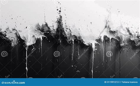 High Contrast Drips Black And White Editorial Canvas Stock