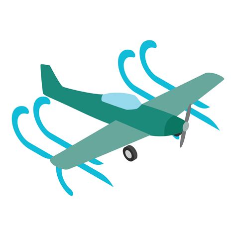 Propeller Plane Icon Isometric Vector Green Airplane Flying In Air