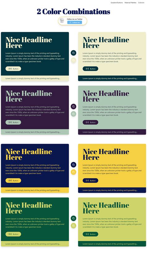 Color Web Design Palettes Two Color Combinations