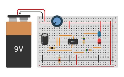 circuit design pisca pisca com 555 tinkercad