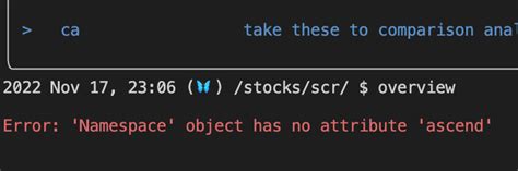Bug Stocksscroverview Error With Ascend And Namespace · Issue 3465 · Openbb Financeopenbb