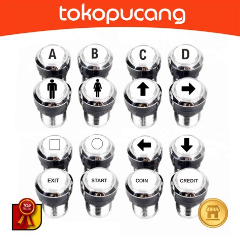 Jual Push On Button Logo 32mm Chrome Round Arcade Switch Led Light
