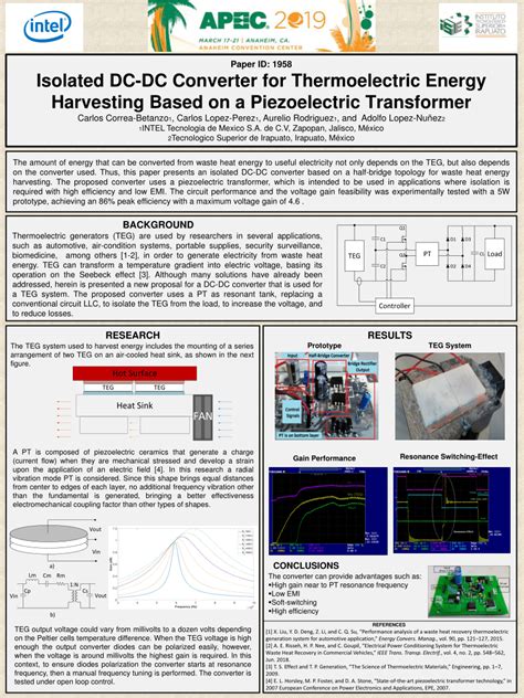 Pdf Isolated Dc Dc Converter For Thermoelectric Energy Harvesting Based On A Piezoelectric