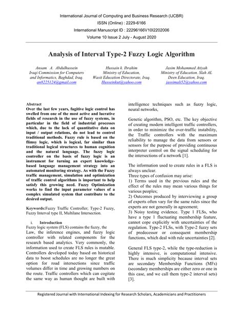 pdf analysis of interval type 2 fuzzy logic algorithm
