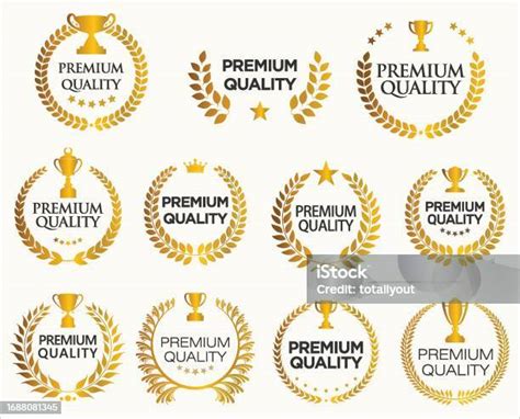 황금 프리미엄 품질 월계관 벡터 일러스트레이션 컬렉션 1위에 대한 스톡 벡터 아트 및 기타 이미지 1위 거미줄 검은색 Istock