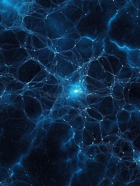 Exploring The Depths Of A Futuristic Neural Network With Vibrant Deep Blue And Cyan Patterns