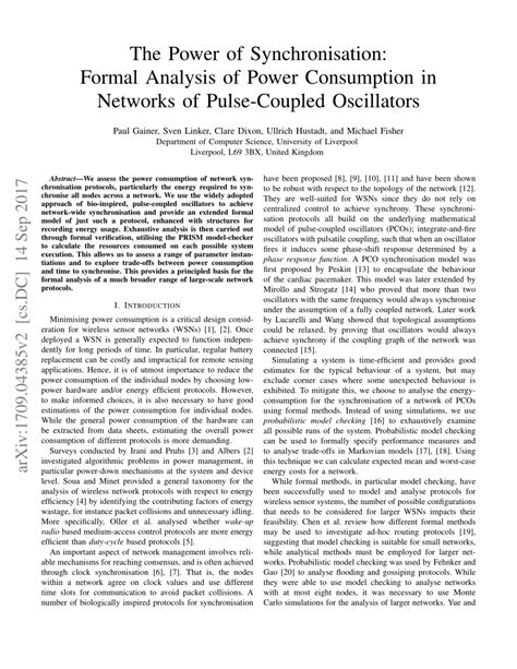 Pdf The Power Of Synchronisation Formal Analysis Of Power Consumption In Networks Of Pulse