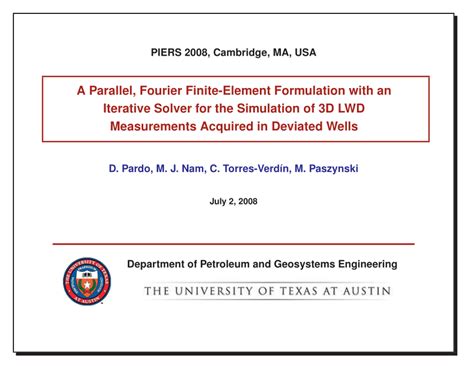 Pdf A Parallel Fourier Finite Element Formulation With An Iterative
