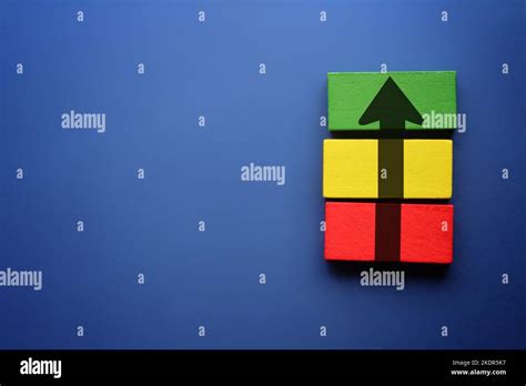 Wooden Blocks With Arrows Growth Development Progress Concept Achieve Success Career