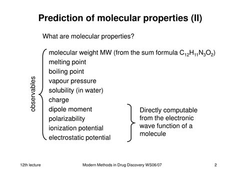Ppt Prediction Of Molecular Properties I Powerpoint Presentation