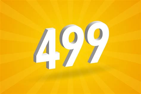 3d 499 Number Font Alphabet White 3d Number 499 With Yellow Background
