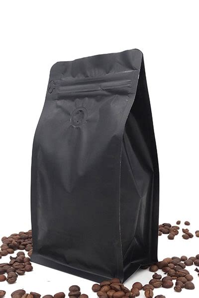16oz Full Matte Black Foil Box Bottom Coffee Pouch Qingdao Tongli