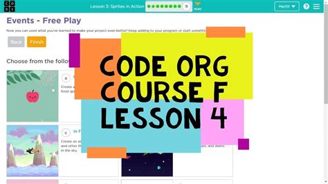 Course F Lesson 4 Sprites In Action Express Course Lesson 7 Code Org Lesson 4