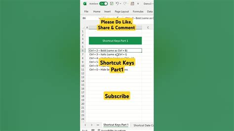 Shortcut Keys Part1 Exceltips Exceltricks Shorts Kttrained Youtube