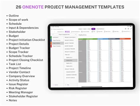 Onenote Digital Planner Project Planner Onenote Project Etsy