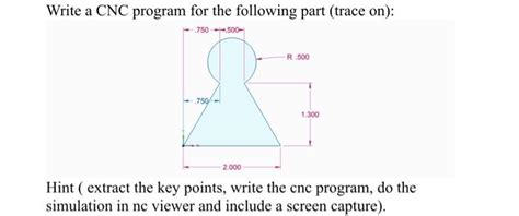 Solved Write A CNC Program For The Following Part Trace Chegg