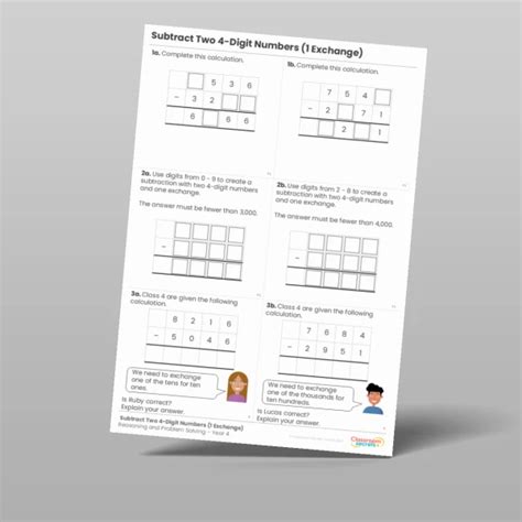 Subtract Two 4 Digit Numbers Practical Reasoning And Problem Solving