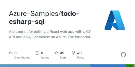 Github Azure Samplestodo Csharp Sql A Blueprint For Getting A React Web App With A C Api
