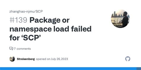 Package Or Namespace Load Failed For ‘scp · Issue 139 · Zhanghao Njmu