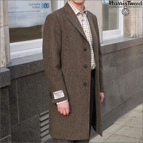 Harris Tweed Brown Herringbone Overcoat Cwmenswear