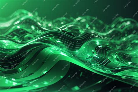 Premium Photo Abstract Green Futuristic Background Technological Wave Of Information Data Flow