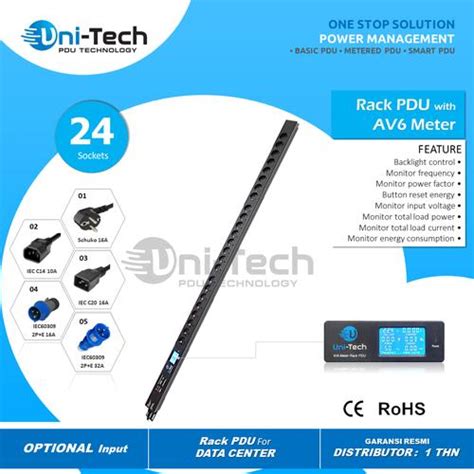Jual Stop Kontak Rack PDU 24 Sockets DIN49440 With AV6 Meter Input IEC309 2P E 32A Kota