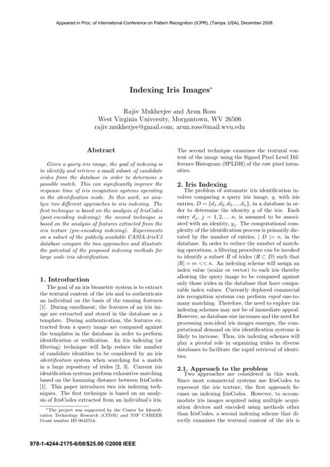 pdf indexing iris images