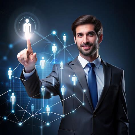 Businessman Touching Customer Icon On Global Structure Networking And
