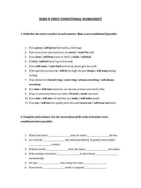 Conditional Worksheet Pdf