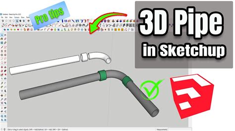 How To Create Pipe In Sketchup 3d Pipe Design In Sketchup Pipe Work In Sketchup Youtube