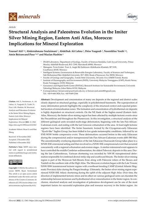 Pdf Structural Analysis And Paleostress Evolution In The Imiter