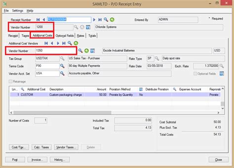 Additional Cost On Po Receipt Screen Sage 300 Erp Tips Tricks And Components