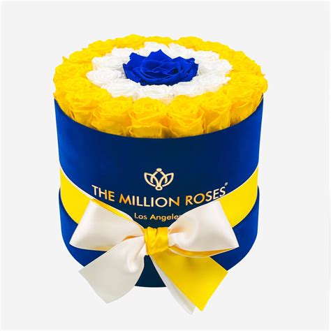 Classic Royal Blue Suede Box Los Angeles Edition Yellow And White