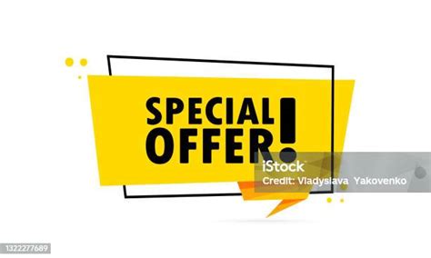 특별 혜택 종이 접기 스타일의 음성 거품 배너 스페셜 오퍼 텍스트가 있는 스티커 디자인 템플릿 벡터 Eps 10 흰색 배경에