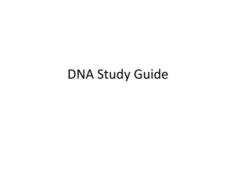 DNA Study Guide