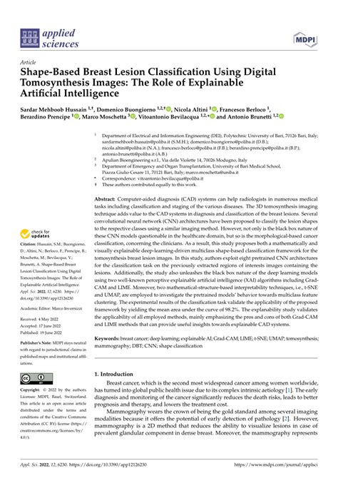 Pdf Shape Based Breast Lesion Classification Using Digital Tomosynthesis Images The Role Of