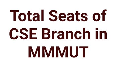 Mmmut Total Seats In Cse Polytechnicpathshala Youtube