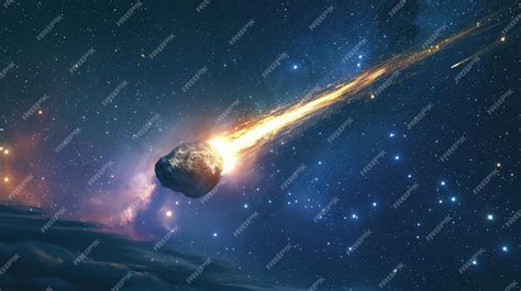 Premium Photo Falling Meteorite Asteroid Comet In The Starry Sky
