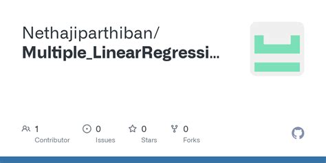 Github Nethajiparthibanmultiplelinearregression
