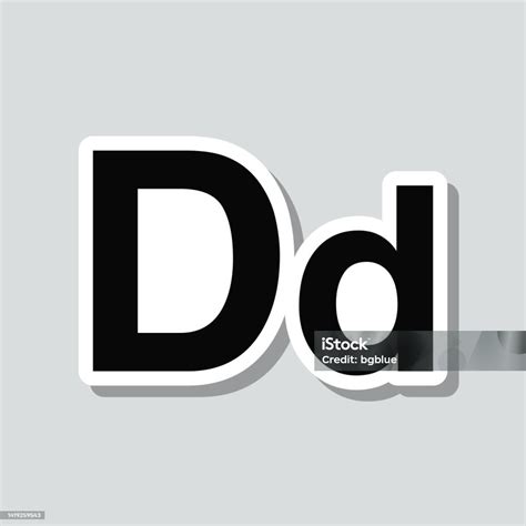 문자 D 대문자와 소문자 회색 배경에 아이콘 스티커 3차원 형태에 대한 스톡 벡터 아트 및 기타 이미지 3차원 형태 개념