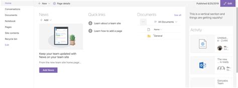 Microsoft Sharepoint Online Vertical Sections Explained