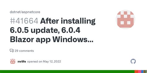 After Installing 605 Update 604 Blazor App Windows Service Stops
