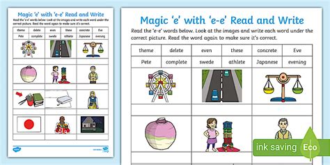 Magic E With E E Read And Write Worksheet Twinkl